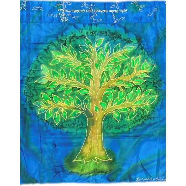 Blue Silk Tree of Life Tallit Set