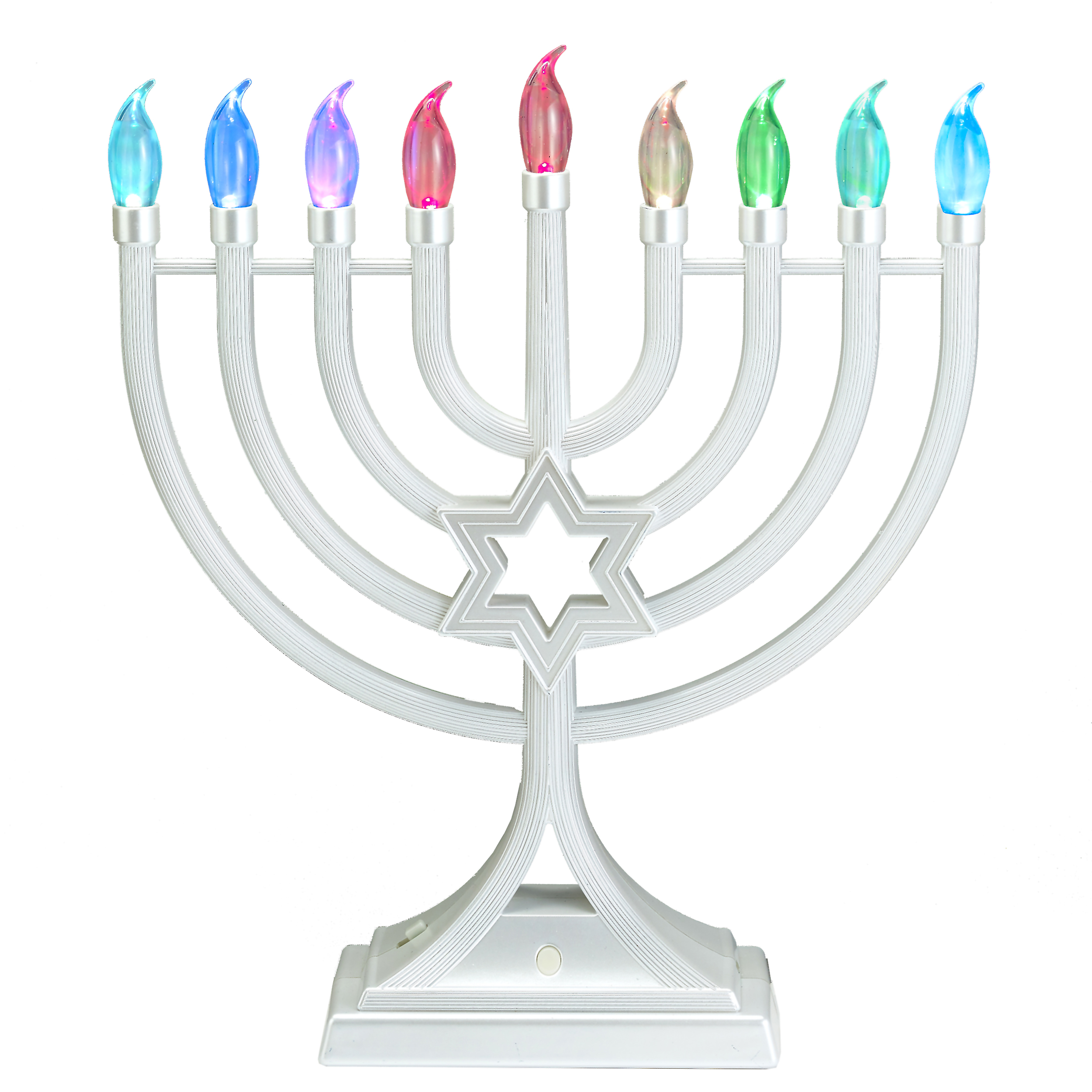 LED Electric Pearl White Hanukkah Menorah with Special Effects