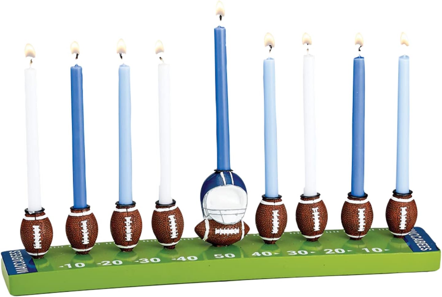 Hand-Painted Resin Hanukkah Sports Menorah