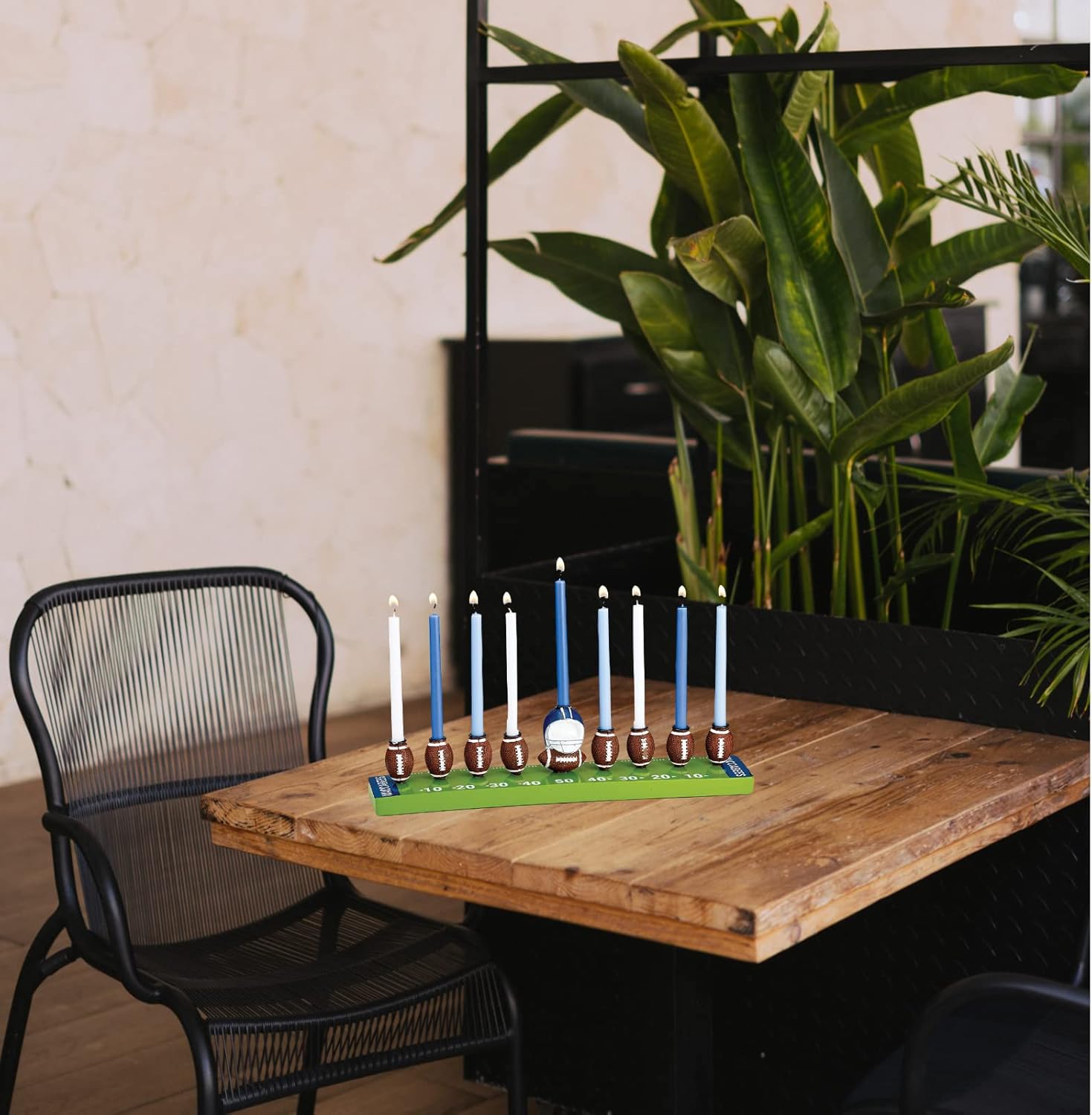 Hand-Painted Resin Hanukkah Sports Menorah
