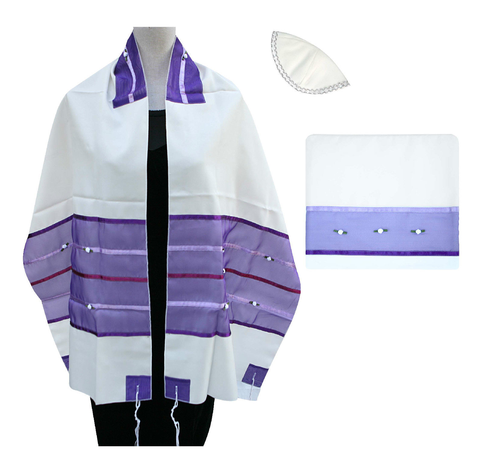 Purple-Rose Silk Tallit Set by Ronit